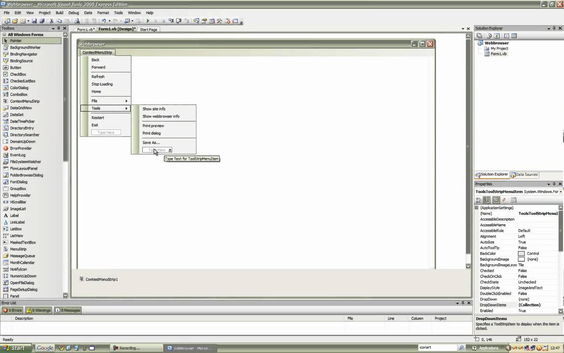 How to make a Webbrowser in Visual Basic 2008 Express Edition
