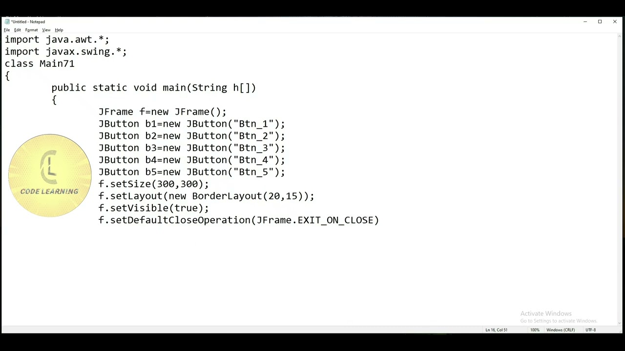 Java | Swing class 'Border Layout #2' | CodeLearning