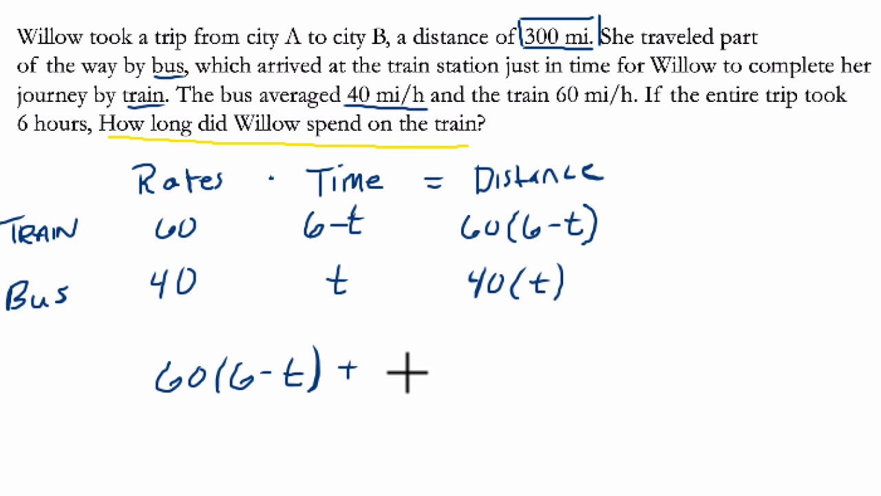 Algebra Word Problem Multiple Rates