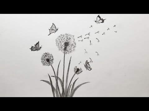 Dandelion Drawing Step by Step Tutorial – I'm Youtuber – Follow my ...