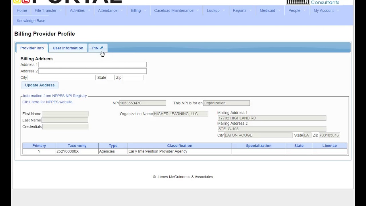 Changing Billing Provider PIN
