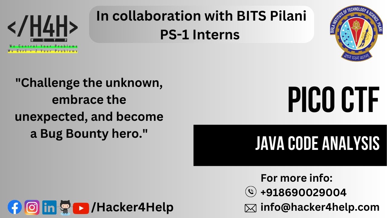 Picoctf | Java Code Analysis |CTF challenges | web application pen testing| Hacker4Help