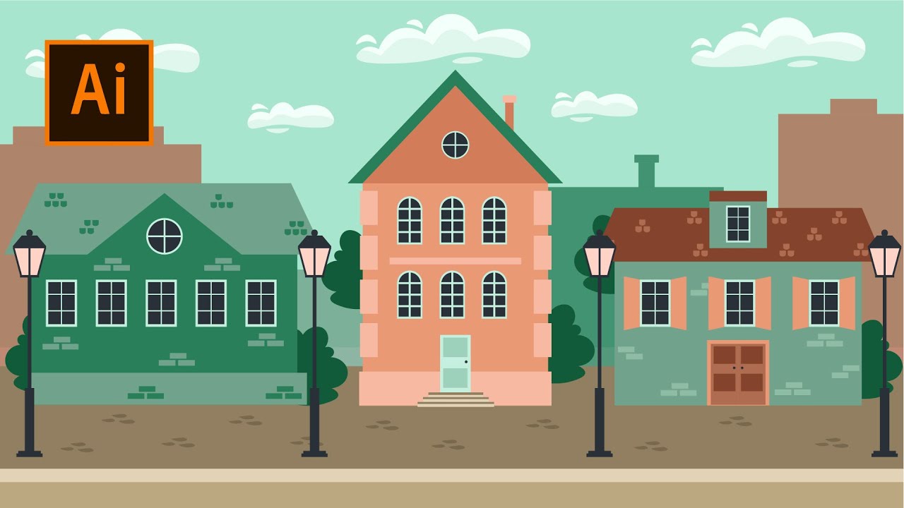 Flat Street / Adobe Illustrator tutorial / Hot keys / For vector stock