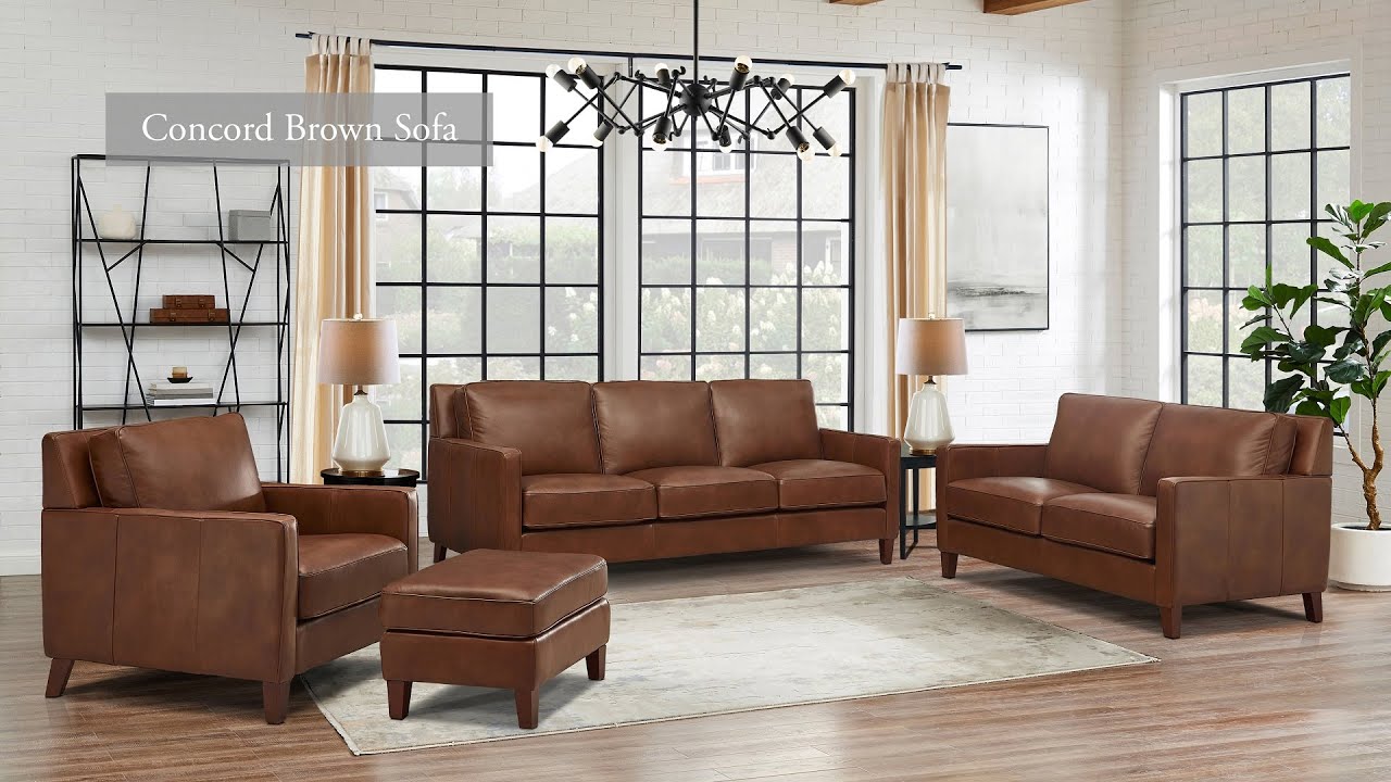 Hydeline Furniture Ashby Top Grain Leather Sofa in Brown