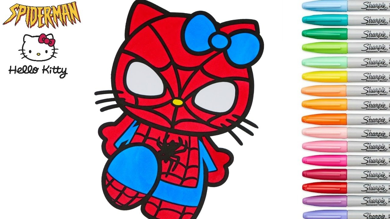 Hello Kitty Coloring Book Spiderman Marvel Sanrio Episode Colouring Pages Rainbow Splash