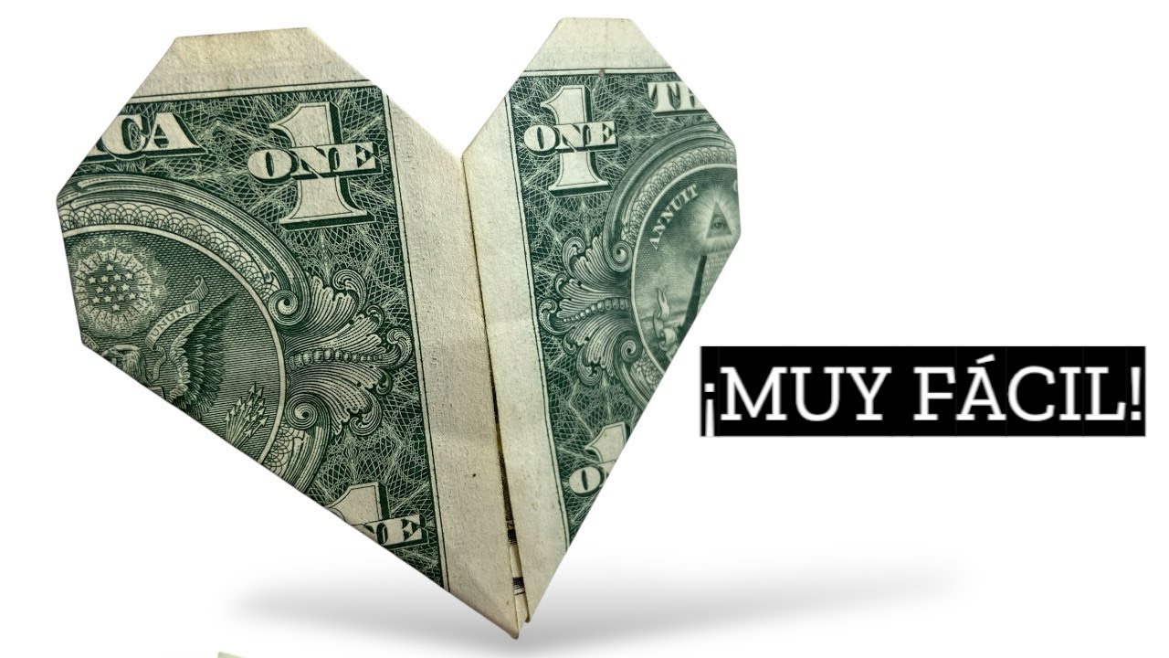 Como hacer un corazón con Billete de 1 DÓLAR - SAN VALENTÍN origami