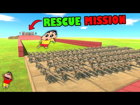 RAPTOR RESCUE MISSION in Animal Revolt Battle Simulator with CHOP and SHINCHAN