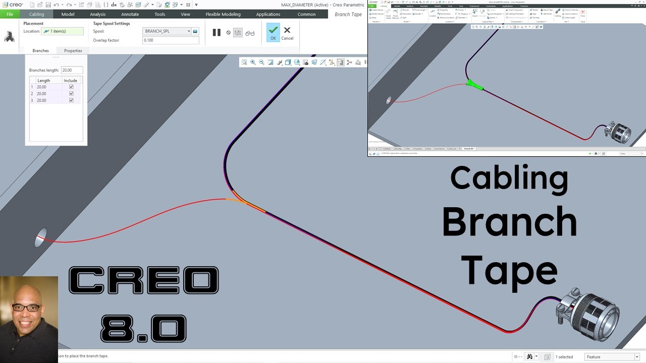 Creo Parametric - Cabling - Branch Tape Cosmetic Feature