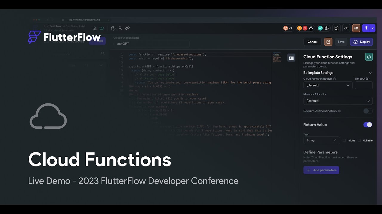 Cloud Functions - FlutterFlow Live Demo | FFDC 2023