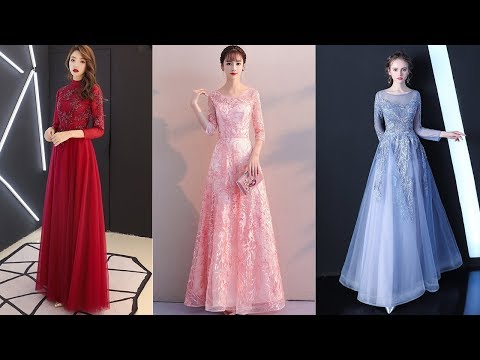evening dresses long | wine red | long sleeves prom dresses 2019