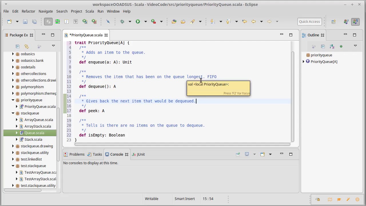 Priority Queue ADT (using Scala)