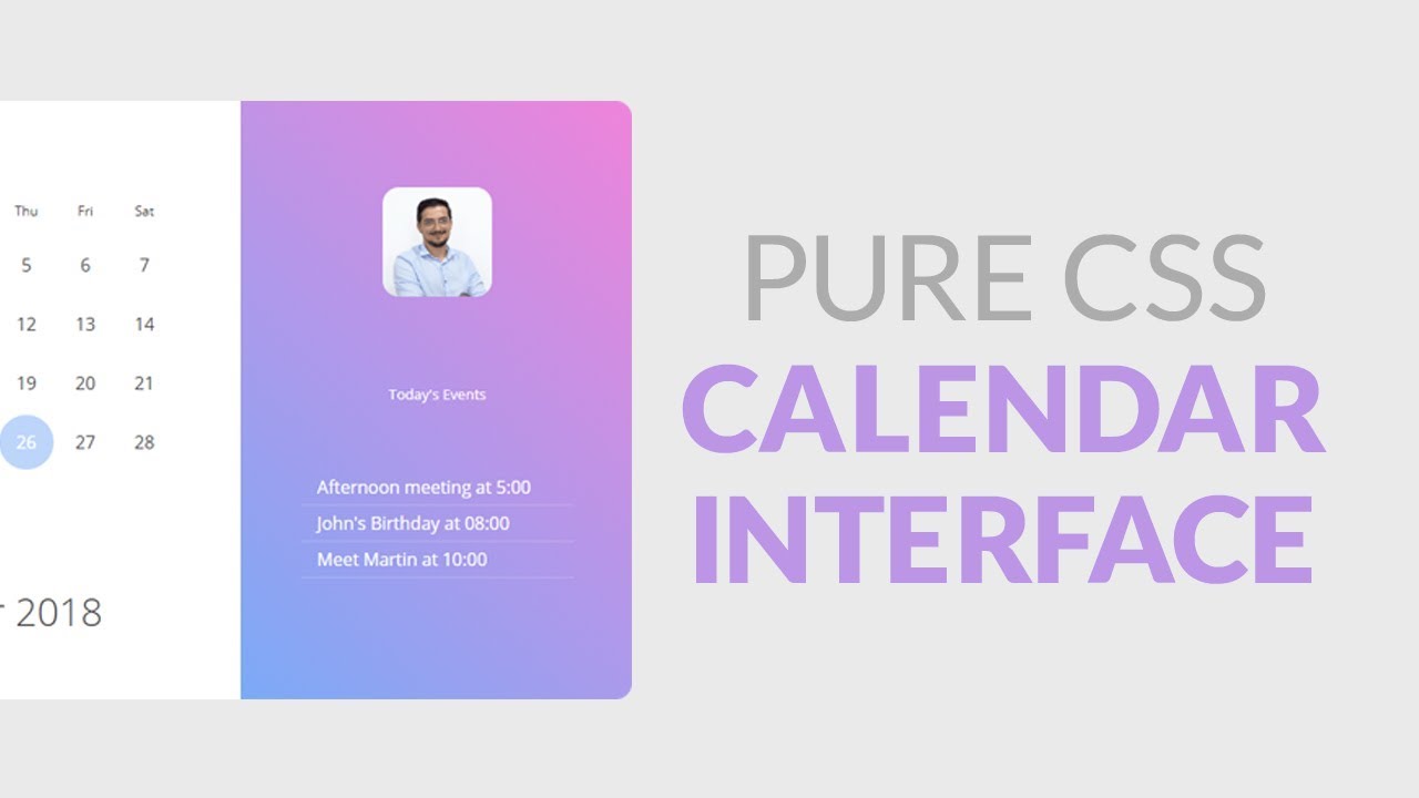 How to create a pure CSS calendar interface - HTML CSS tutorial