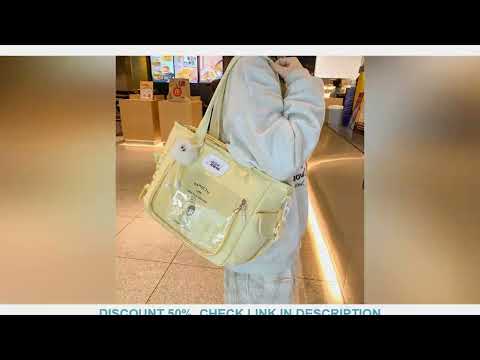 Y2K Cute Large Capacity Transparent Tote Bag Kawaii Lolita Crossbody Ita Bag Girl Simple Casual Shou
