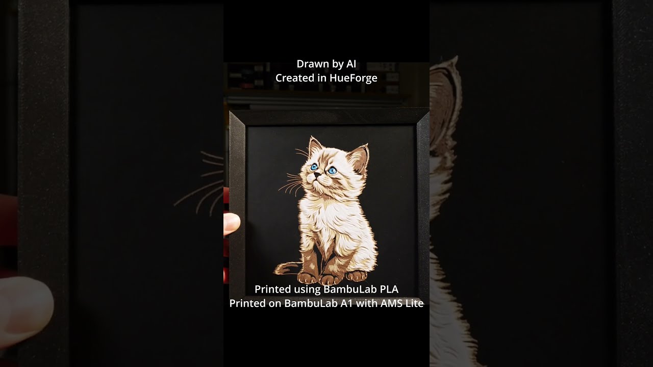 Kitten - 3D Printed Depth Effect Art