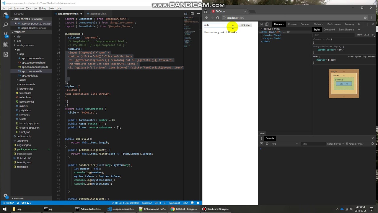 ToDo List using Angular and Typescript
