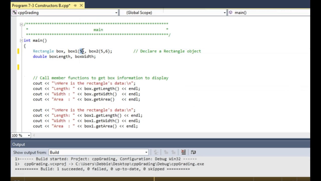Program 7-3 with Constructors using Default Parameters