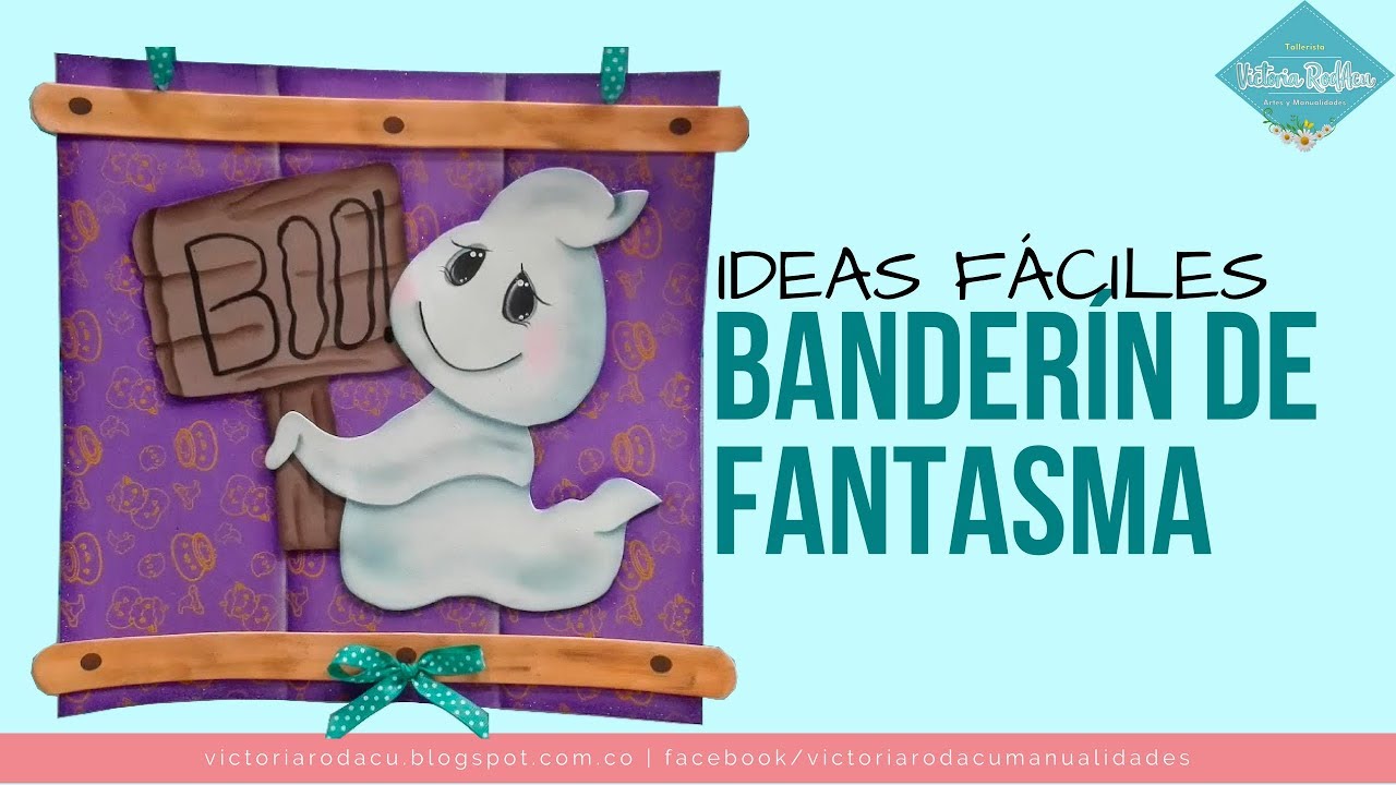 Banderín fantasma en foamy para Halloween | Manualidades