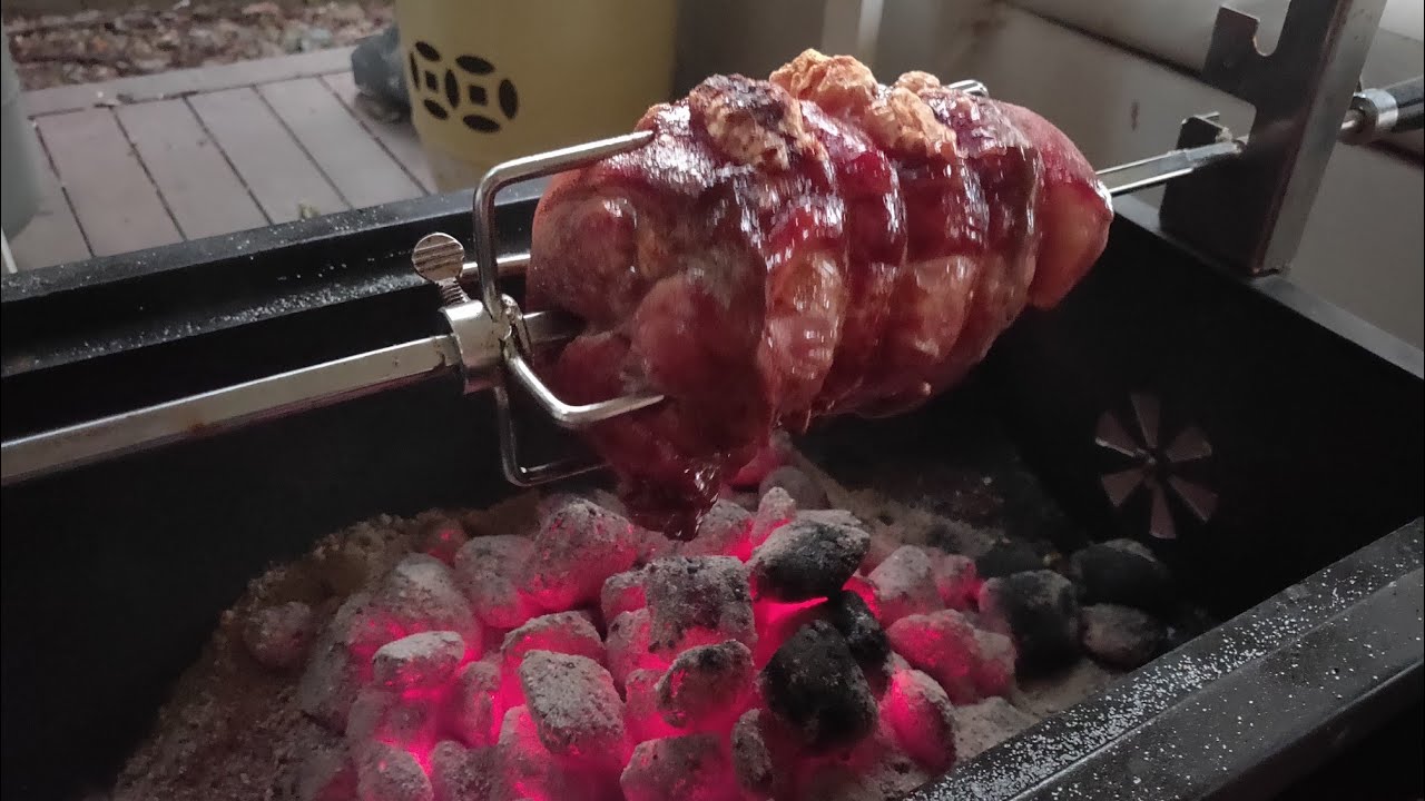 Spit pork roast on the Bunnings 15kg spit roaster