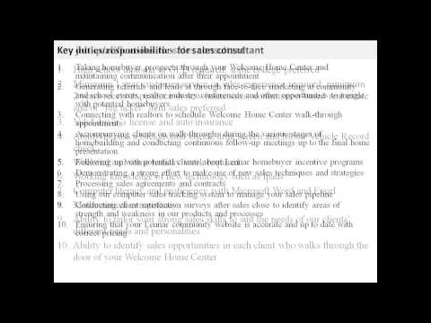 Sales consultant job description