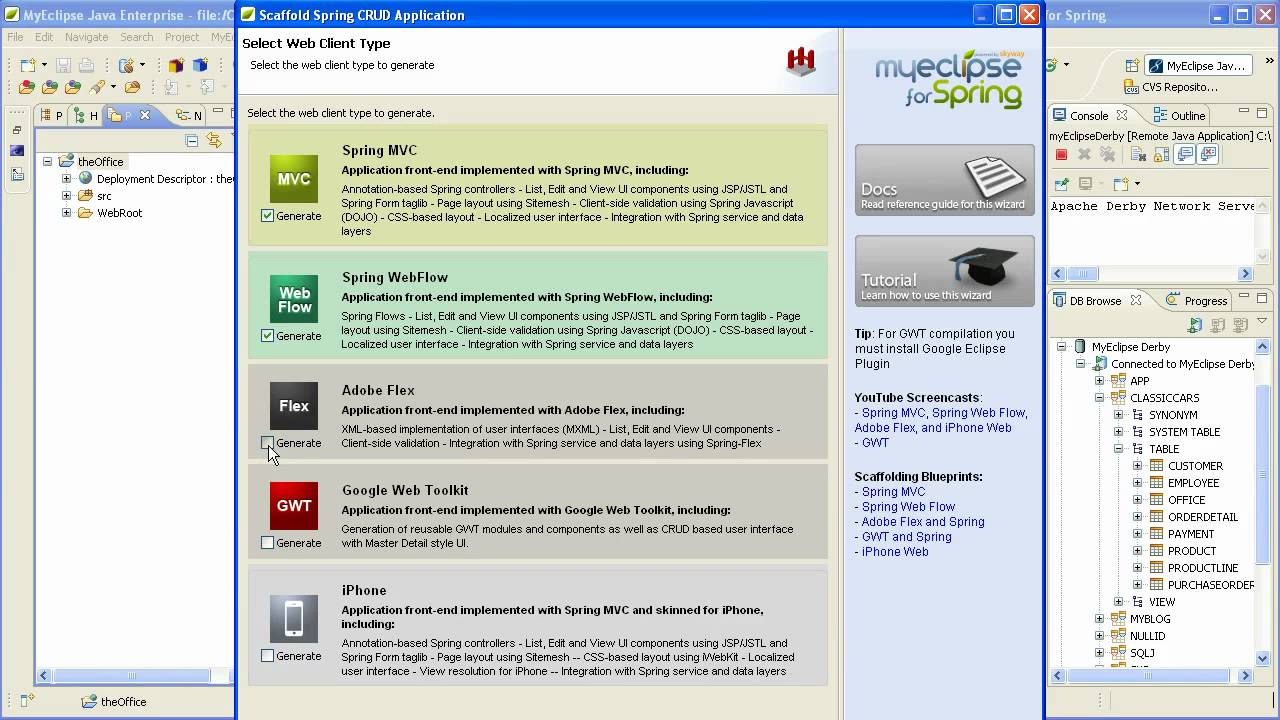 Spring Tutorial - Scaffolding Spring MVC, Flex, GWT, Spring Web Flow and iPhone Web Apps