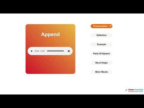APPEND - Definition, pronunciation, grammar, meaning - Practice grade 6 vocabulary