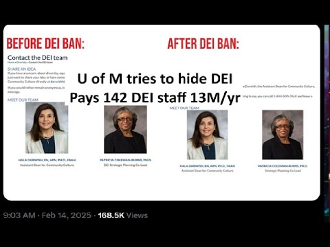 University of Michigan tries to hide DEI , and have 142 DEI jobs jobs=13 7 million a year