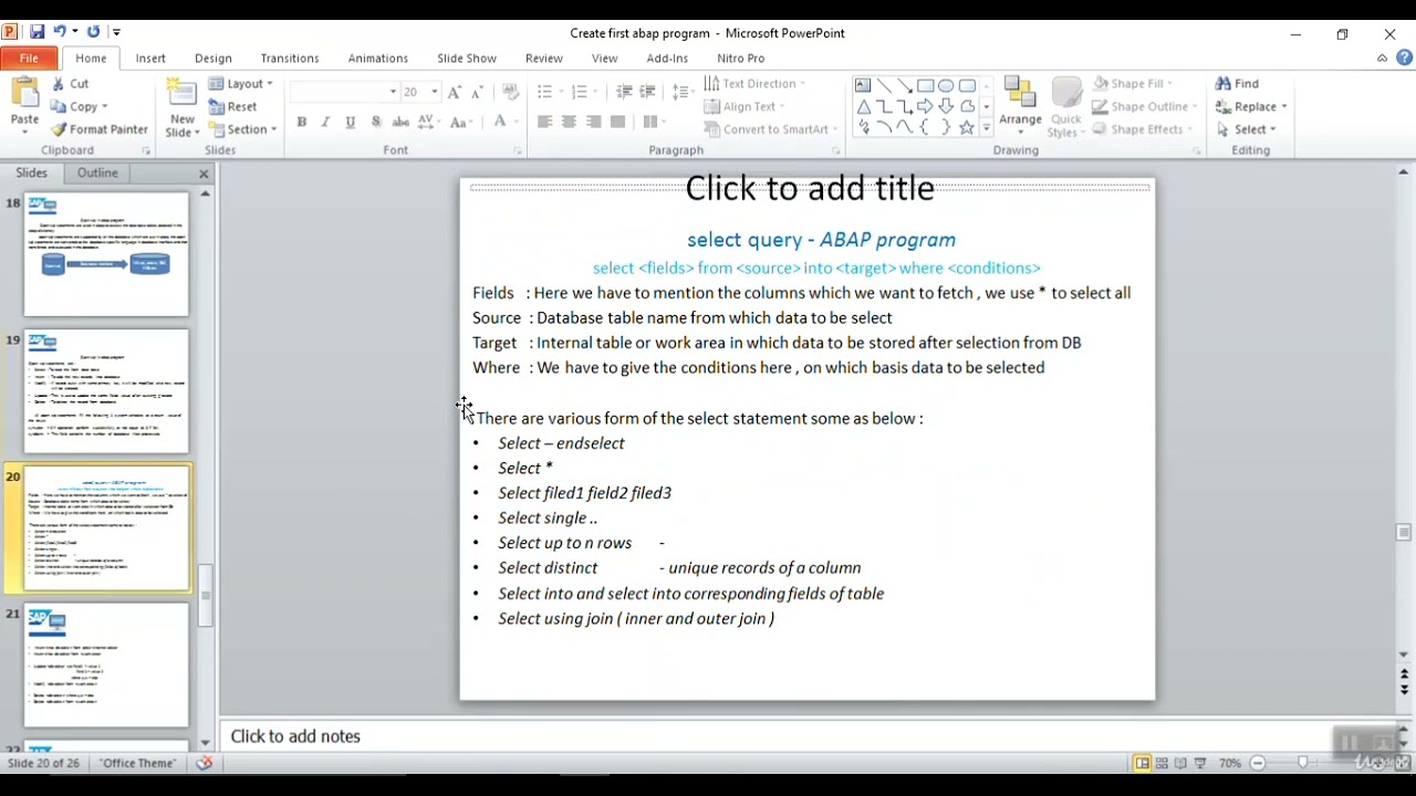 8.  abap open SQL query overview