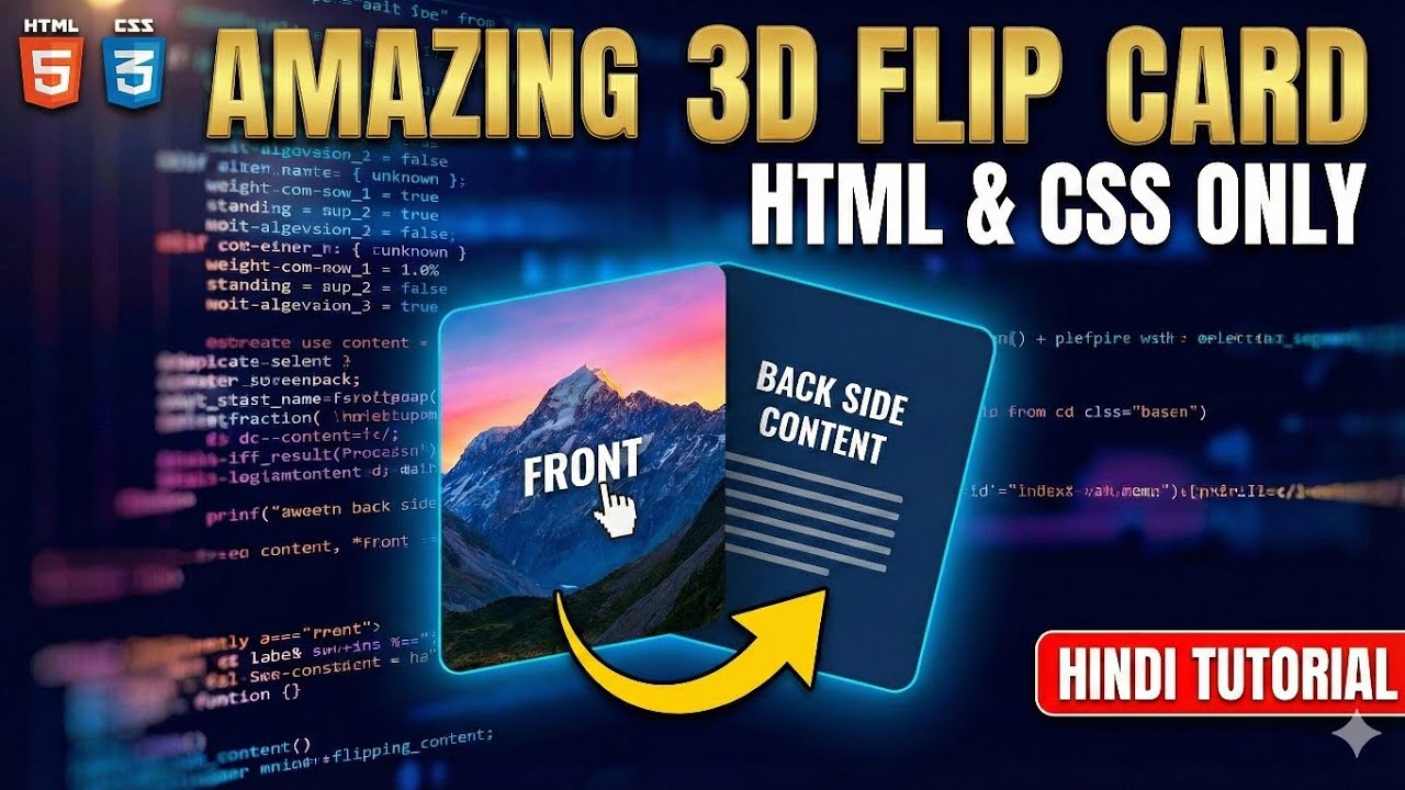 Create a Stunning 3D Flip Card Hover Effect using HTML & CSS