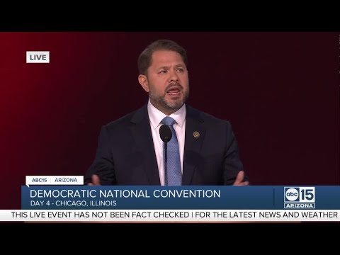 Arizona Rep. Ruben Gallego speaks at the DNC