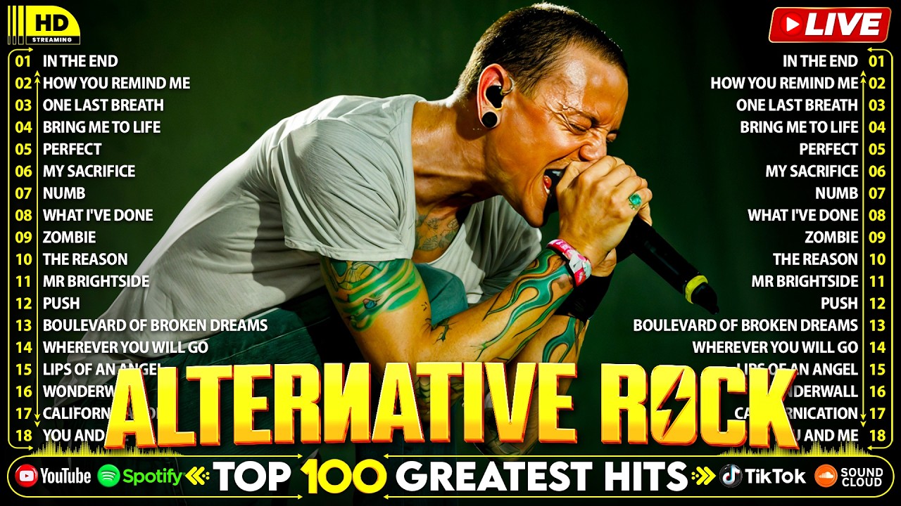 Alternative Rock Of The 90s 2000s ⚡⚡ Linkin Park, Creed, Audioslave, Hinder, Evanescence, Oasis