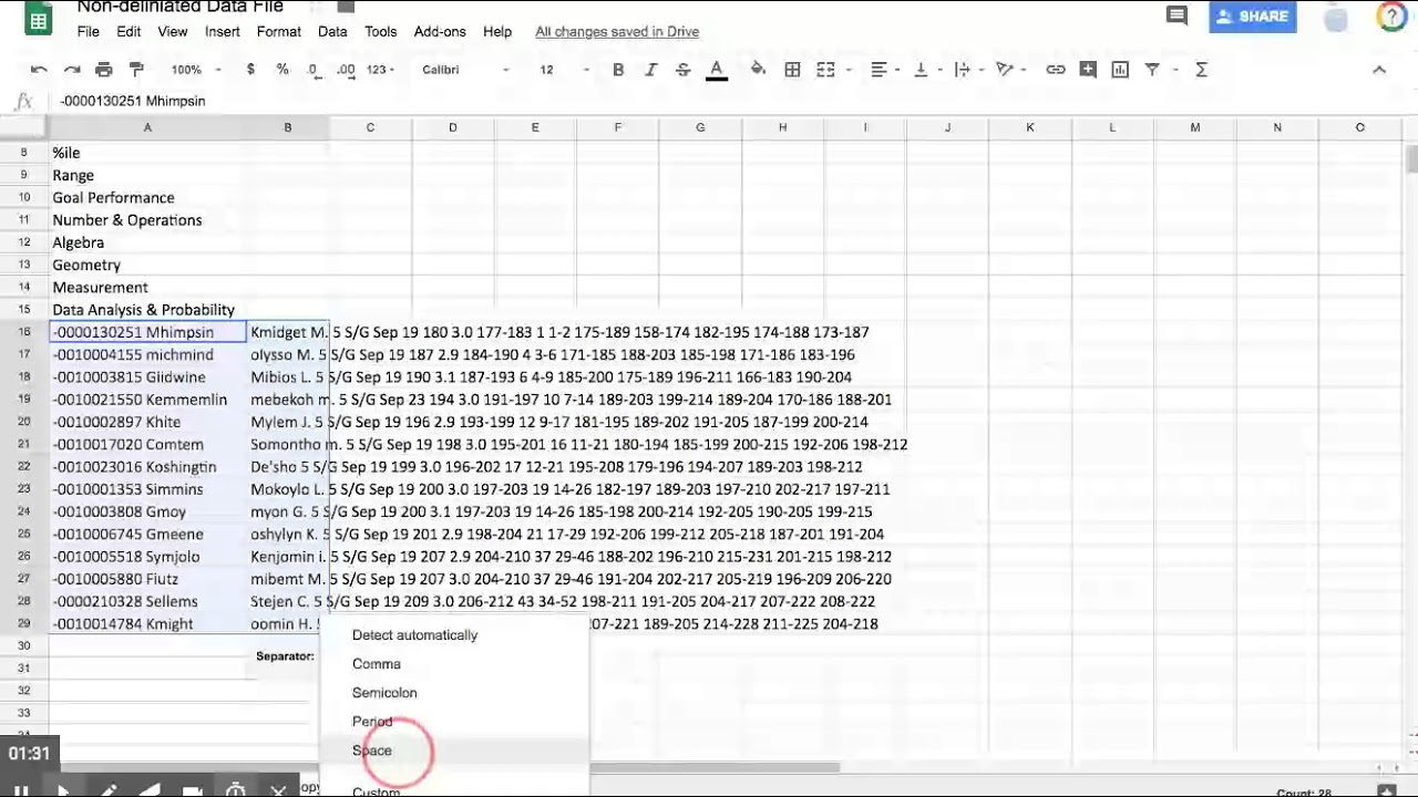 Google Sheets: Intermediate - Split Text to Columns