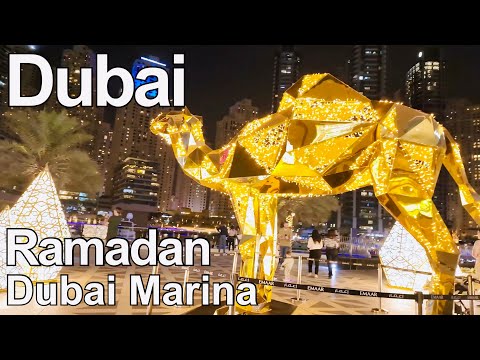 DUBAI Beautiful in Ramadan |4K| Dubai Marina Evening Walking Tour in Ramadan 🇦🇪 2025