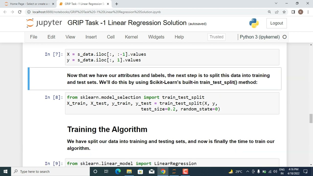 Prediction Using Supervised Machine Learning Algorithm