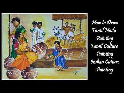 How to Draw Tamil Nadu Painting Tamil Culture Painting Indian Culture Painting