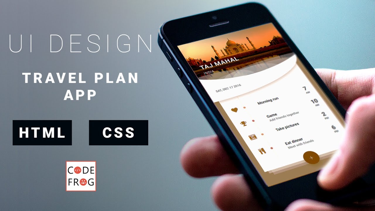 Mobile App UI Design Tutorial - Travel Plan Card | HTML CSS Speed Coding with Source Code