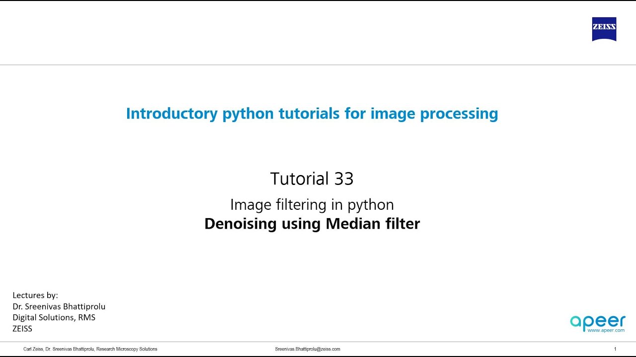 Tutorial 33 - Image filtering in python - Median filter for denoising images