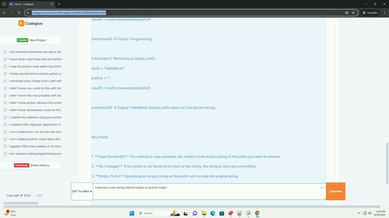 I learned a new string method option in python today!