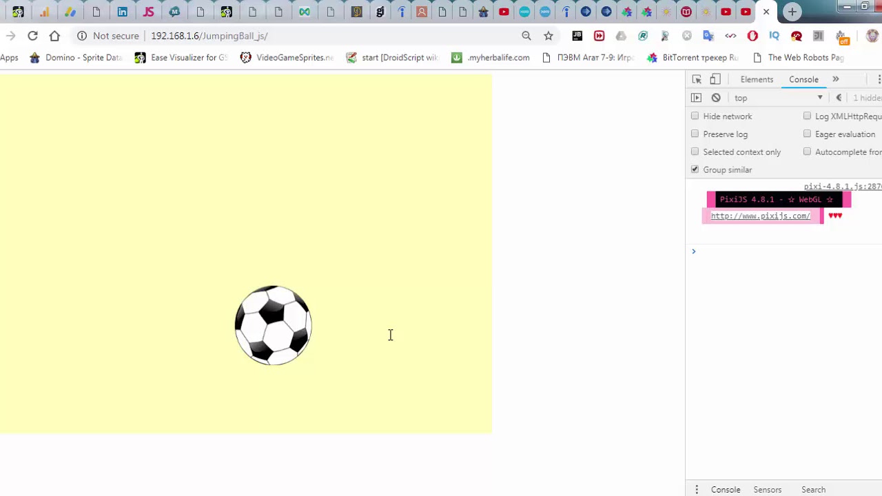 Bouncing ball Javascript and PIXI JS