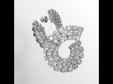 REEDS Jewelers Swarovski Crystal Matrix Cubic Zirconia Spiral Rhodium-Plated Earrings