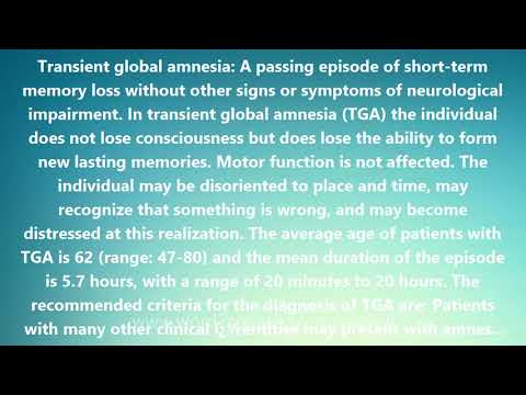 Transient global amnesia - Medical Meaning and Pronunciation