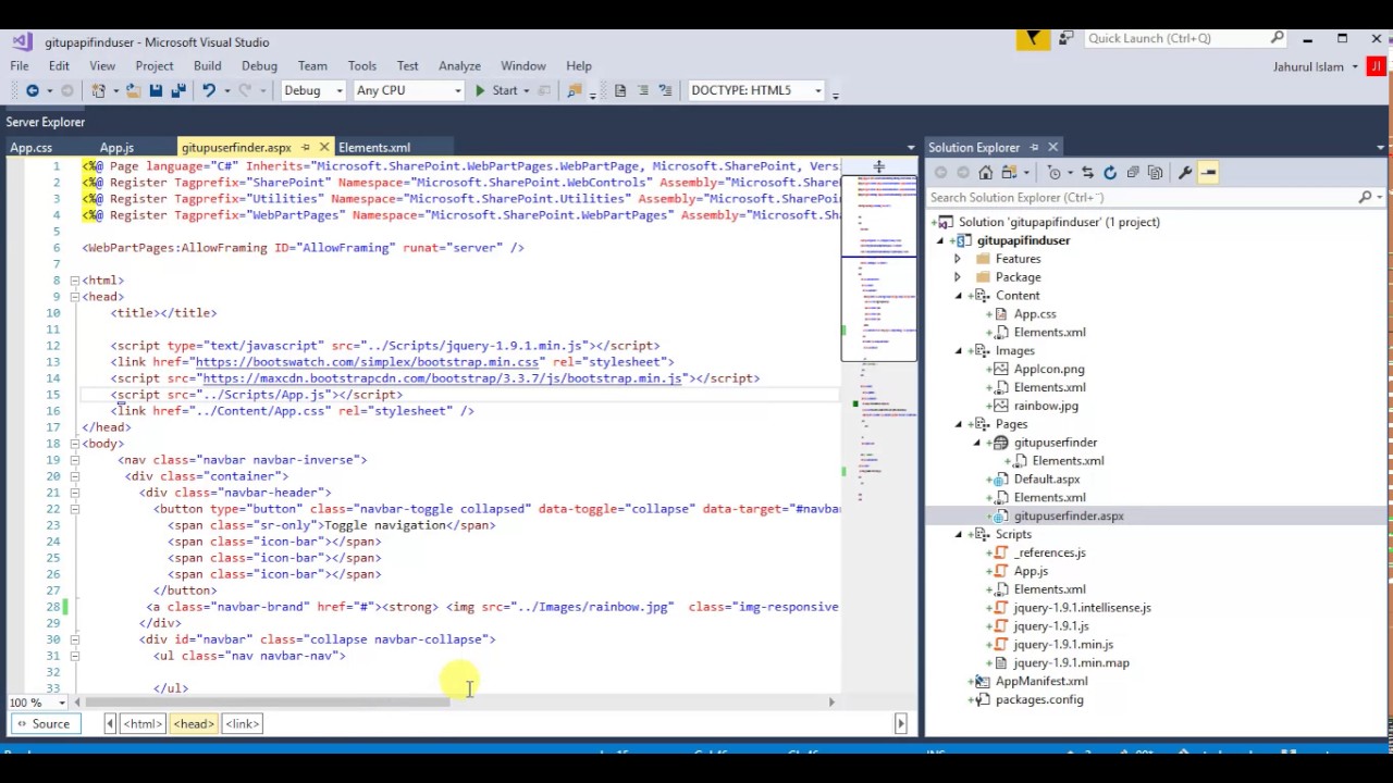 Sharepoint-Github User Finder App-