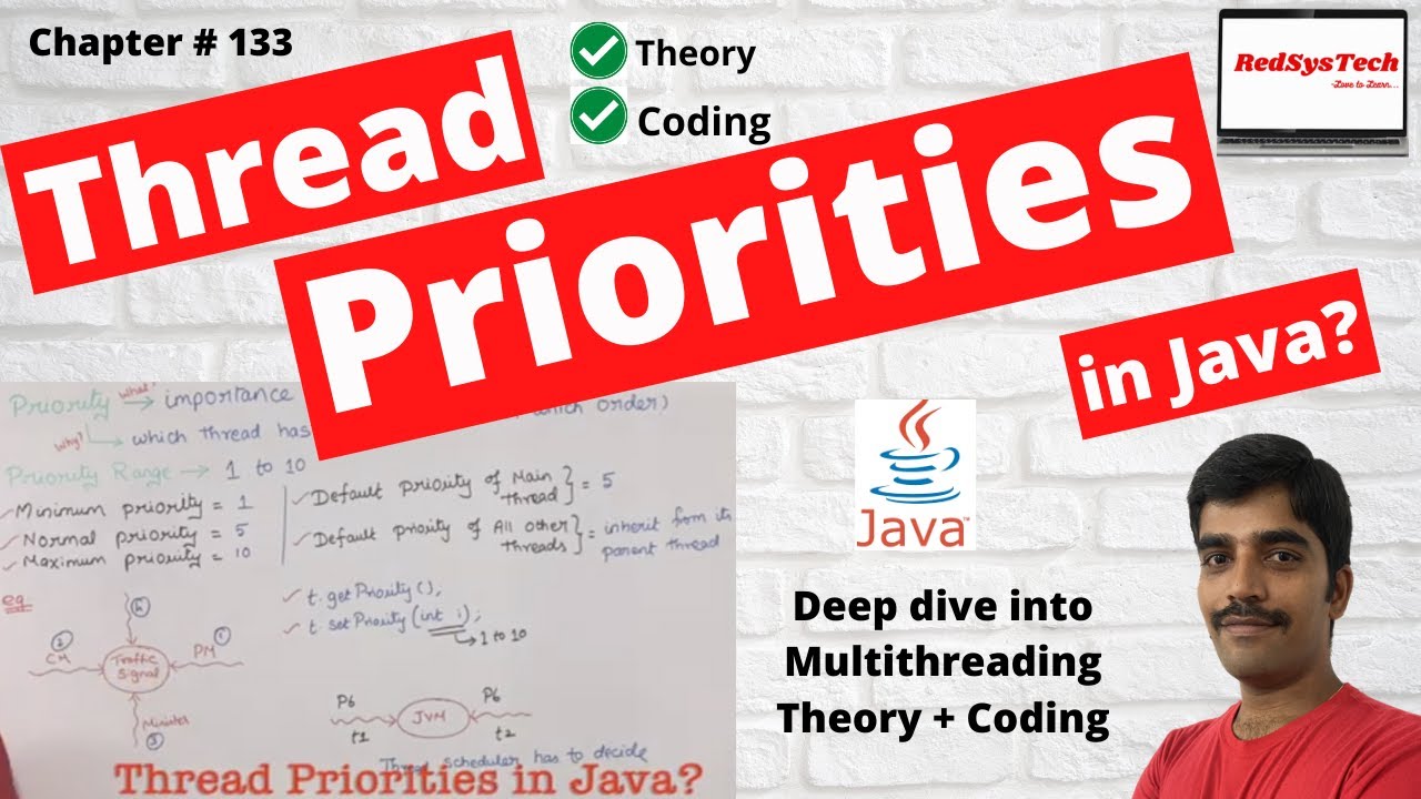 # 133 Java Thread Priority in Multithreading | Setting priority to Java's threads | Java |RedSysTech