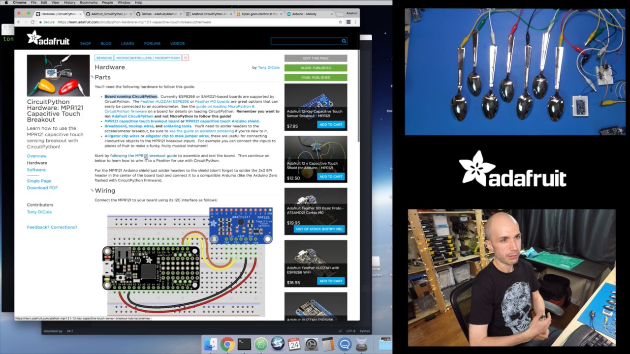 CircuitPython Hardware: MPR121 Capacitive Touch & Electric Spoons with Tony D!