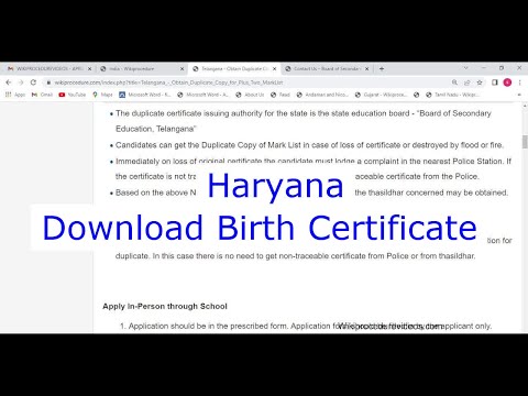 Haryana - Download or View Birth Certificate (Online)