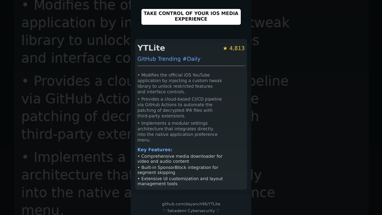 GitHub Trending Repositories: dayanch96/YTLite 🇬🇧