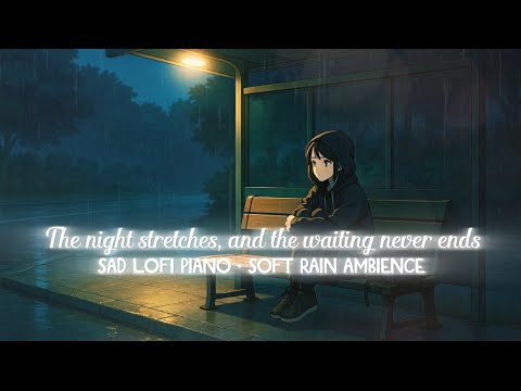 Sad Lofi Piano & Ambience • Rainy Night at the Bus Stop