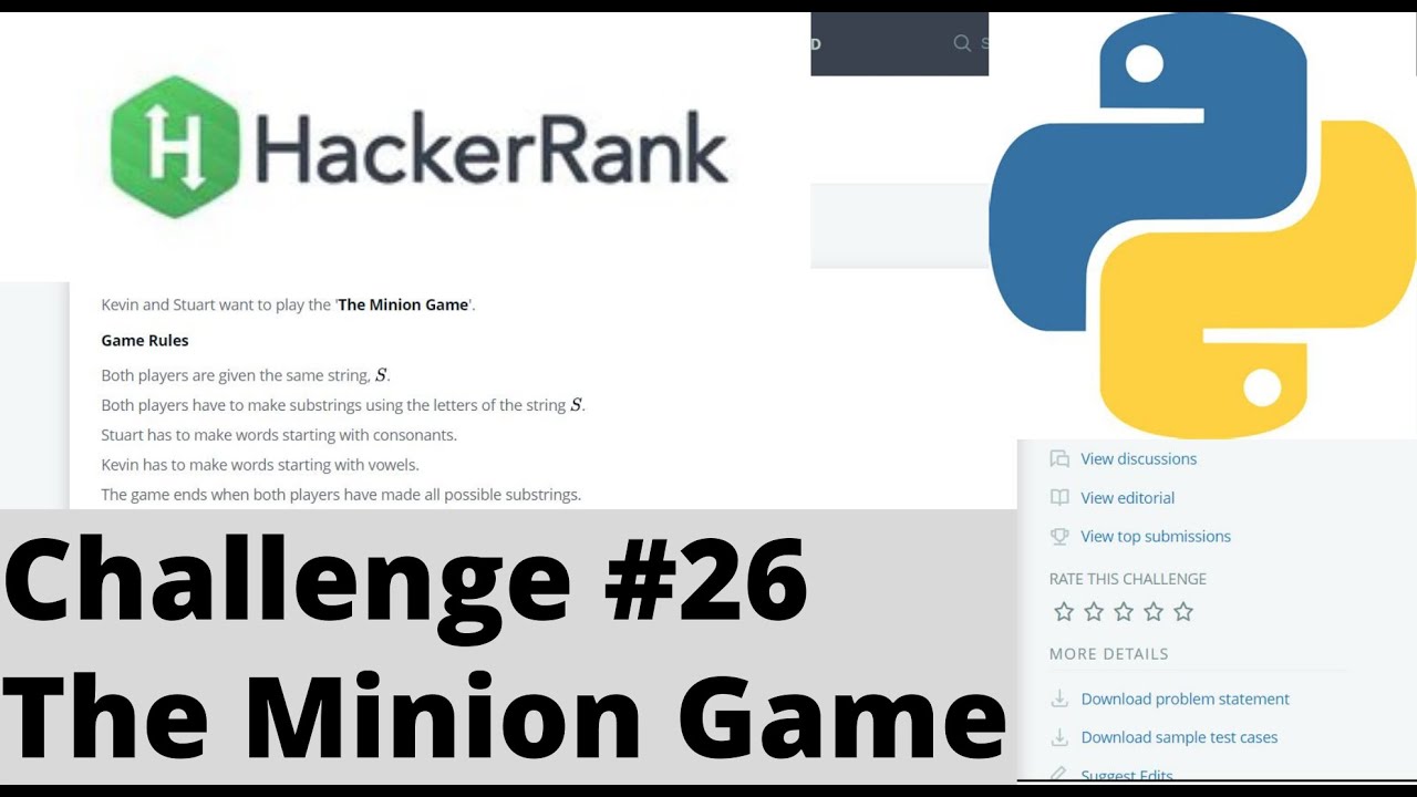 Hackerrank Python | Challenge #26 | The Minion Game