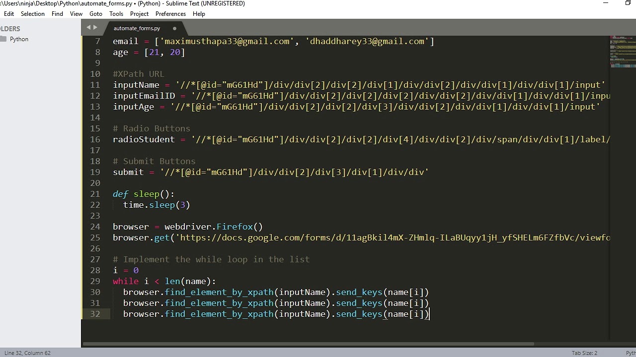 Automate the Forms Using Selenium || Python