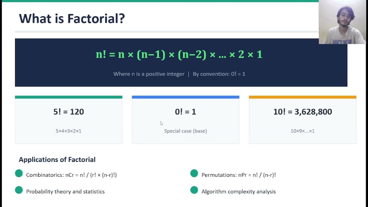 ppt explaination , topic:-Recursion function