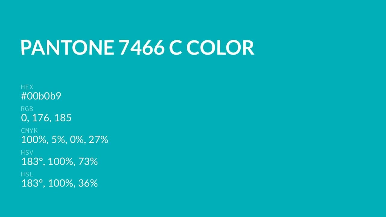 What color is Pantone 7466 C  ? #00b0b9 hex color - Blue color - Cool color 00b0b9